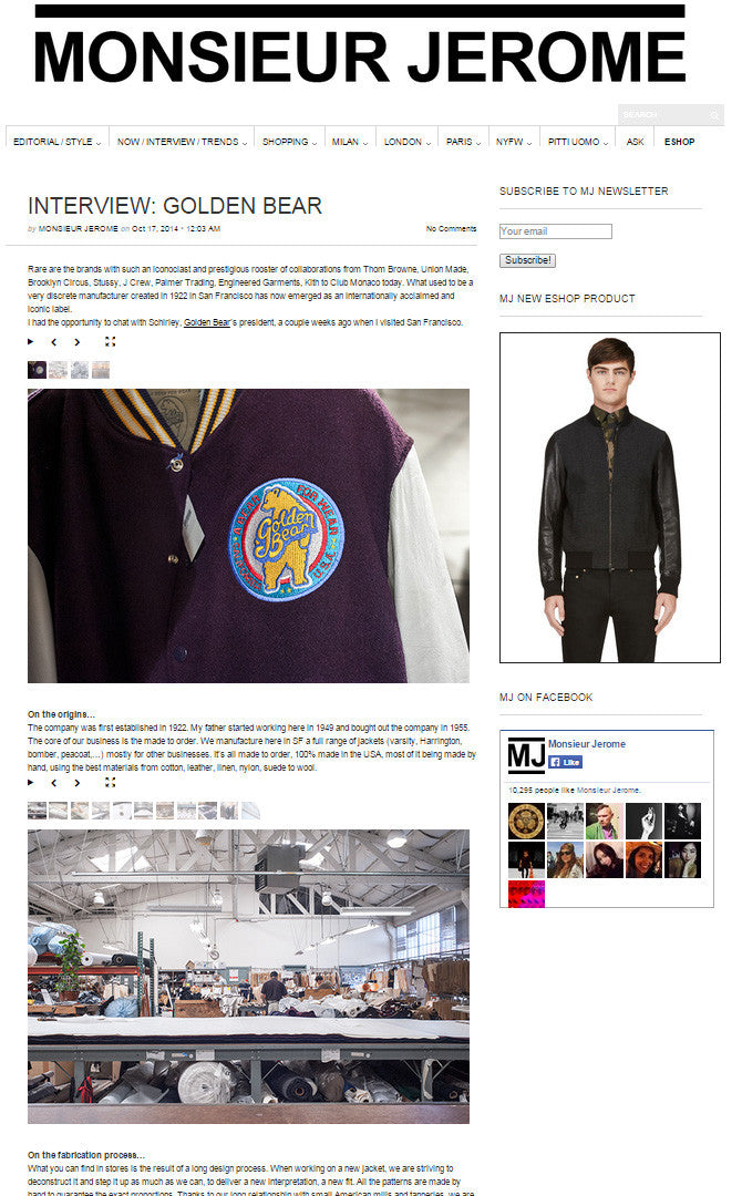 MONSIEUR JEROME GOLDEN BEAR INTERVIEW – Golden Bear Sportswear